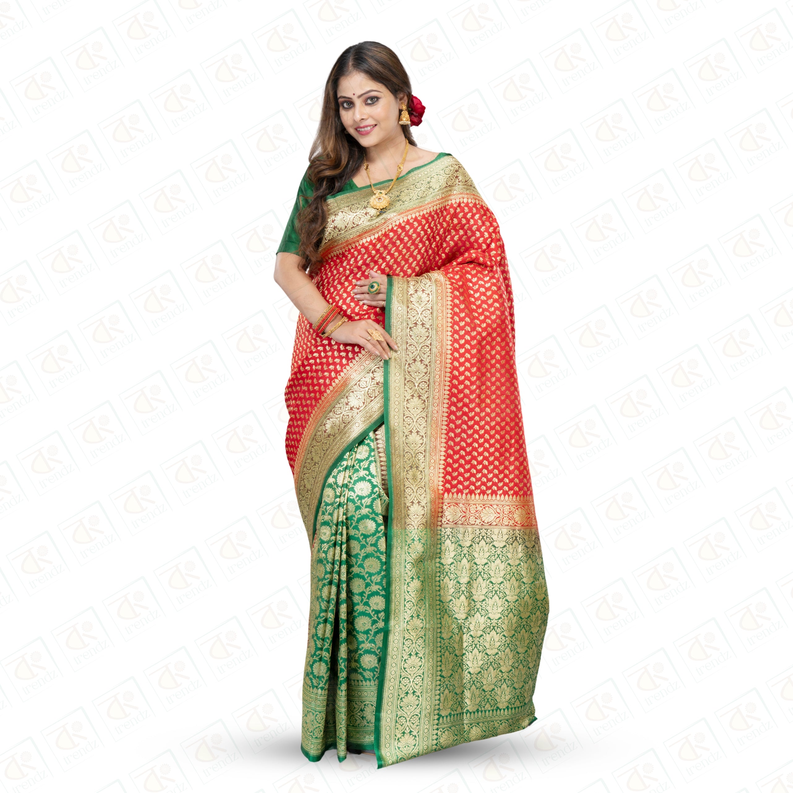Dual Color Kathan Banarasi Saree | Kathan Banarasi Saree – Bong Trendz