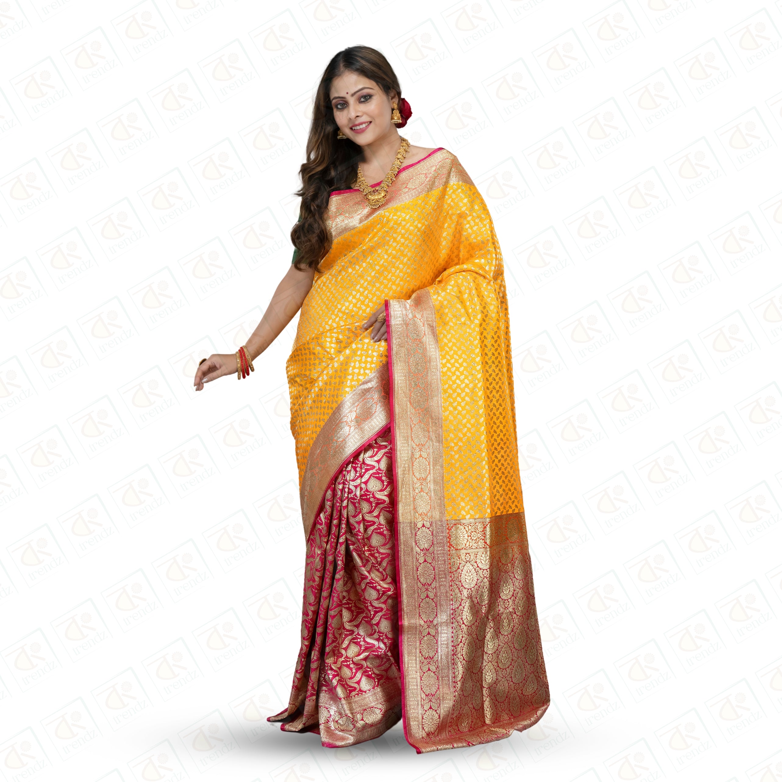 Dual Color Kathan Banarasi Saree | Kathan Banarasi Saree – Bong Trendz